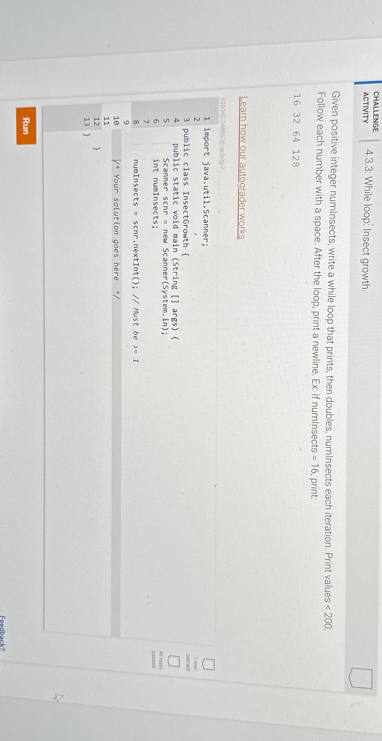 Solved Challengeactivity4 3 3 While Loop Insect