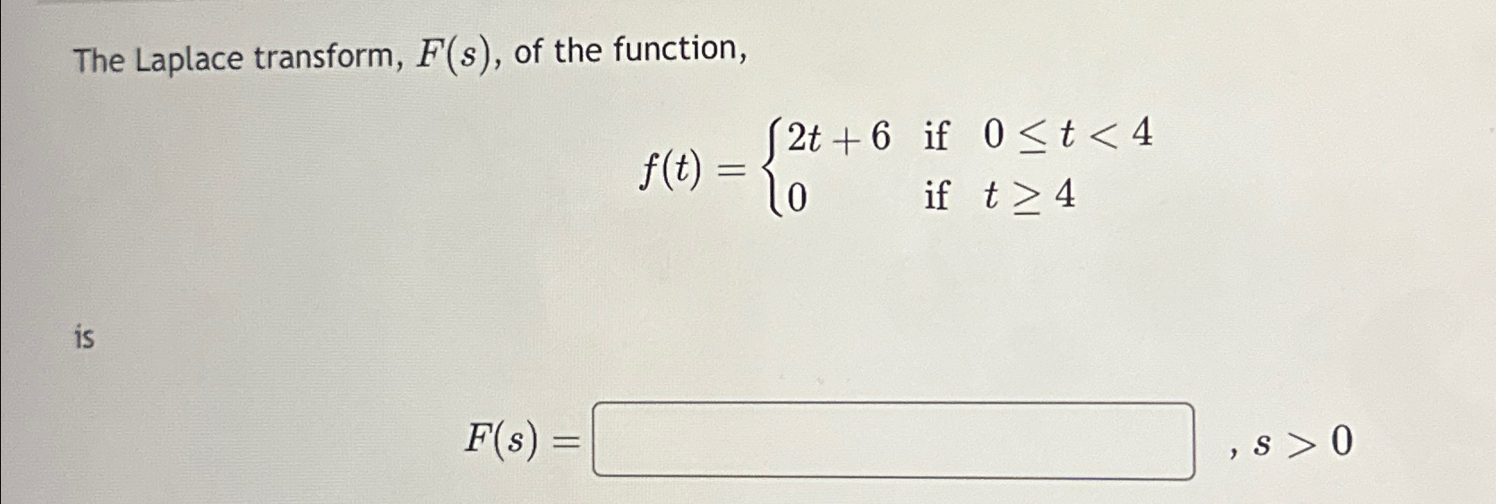 Solved The Laplace transform, F(s), ﻿of the | Chegg.com