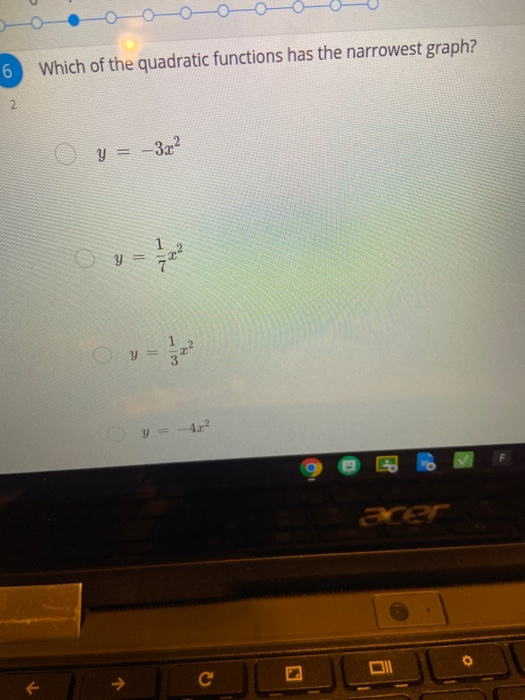 Solved 6 Which of the quadratic functions has the narrowest | Chegg.com