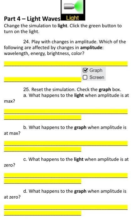Solved Part 4 - Light Waves Light Change the simulation to | Chegg.com