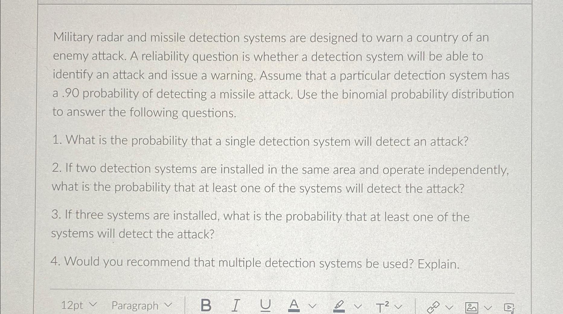 Solved Military radar and missile detection systems are | Chegg.com