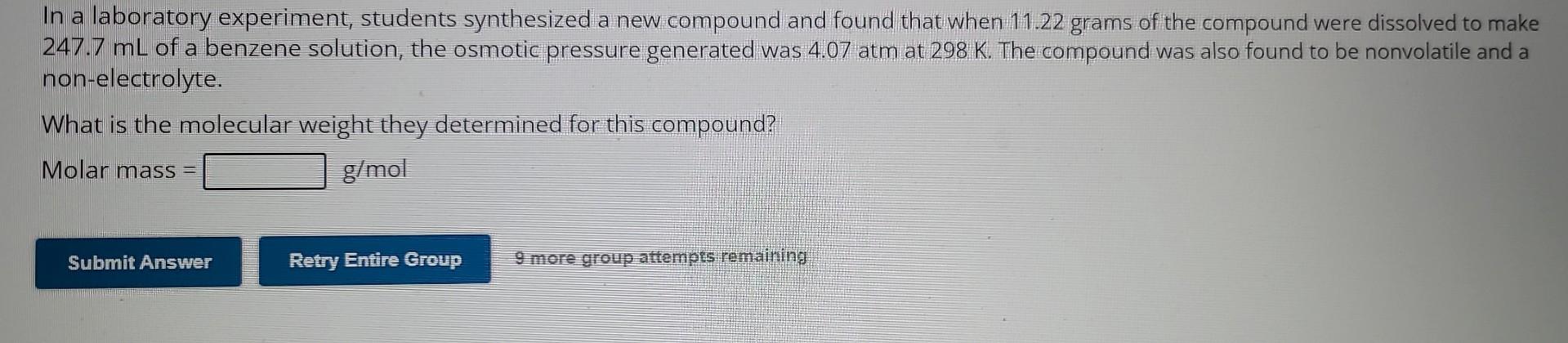 Solved In a laboratory experiment, students synthesized a | Chegg.com