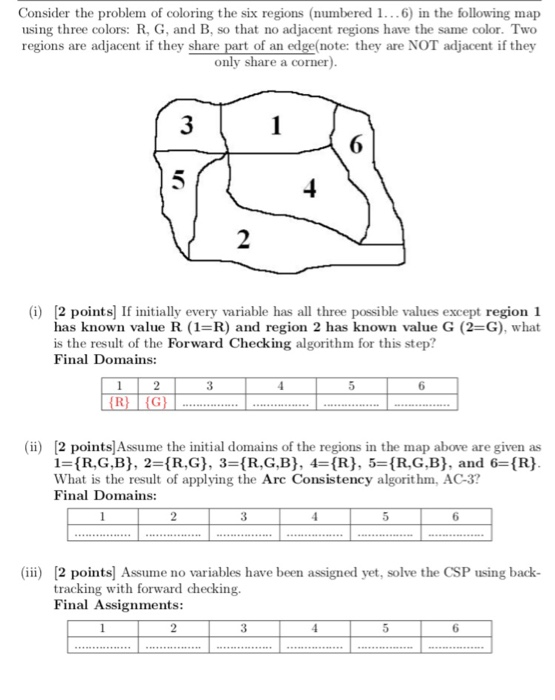 Consider the problem of coloring the six regions | Chegg.com