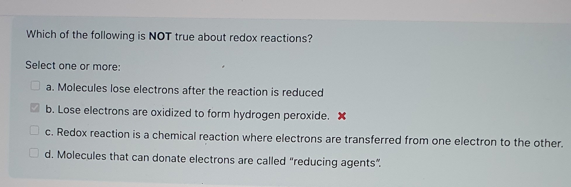 Solved Which of the following is NOT true about redox | Chegg.com