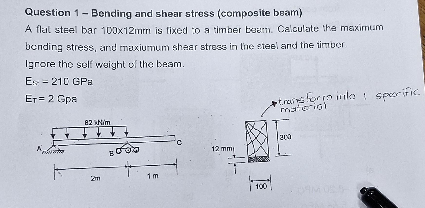 A flat steel bar 100x12mm is fixed to a timber beam. | Chegg.com