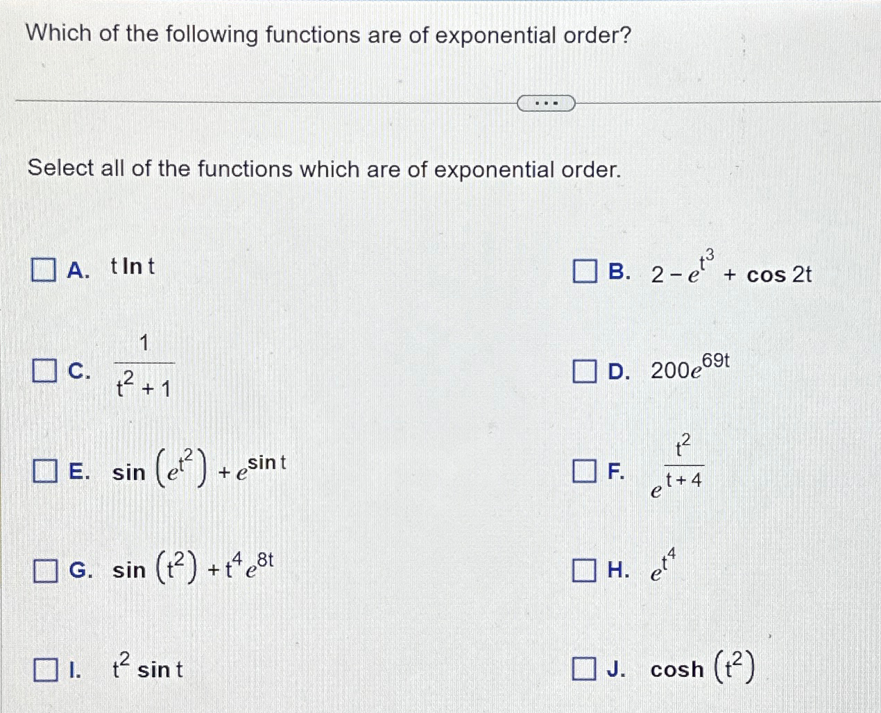 Solved Which of the following functions are of exponential | Chegg.com