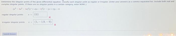 Solved complox singular points. If there are no singular | Chegg.com
