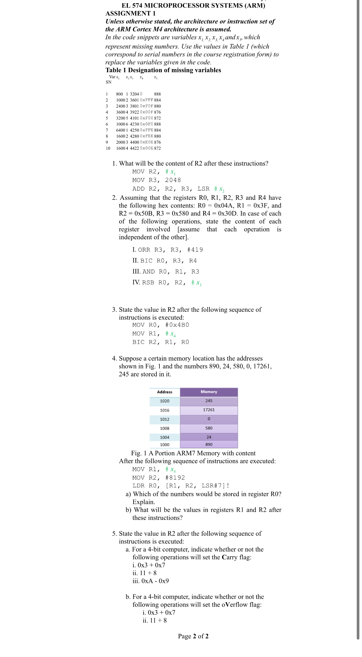 Solved EL 574 ﻿MICROPROCESSOR SYSTEMS (ARM)ASSIGNMENT | Chegg.com