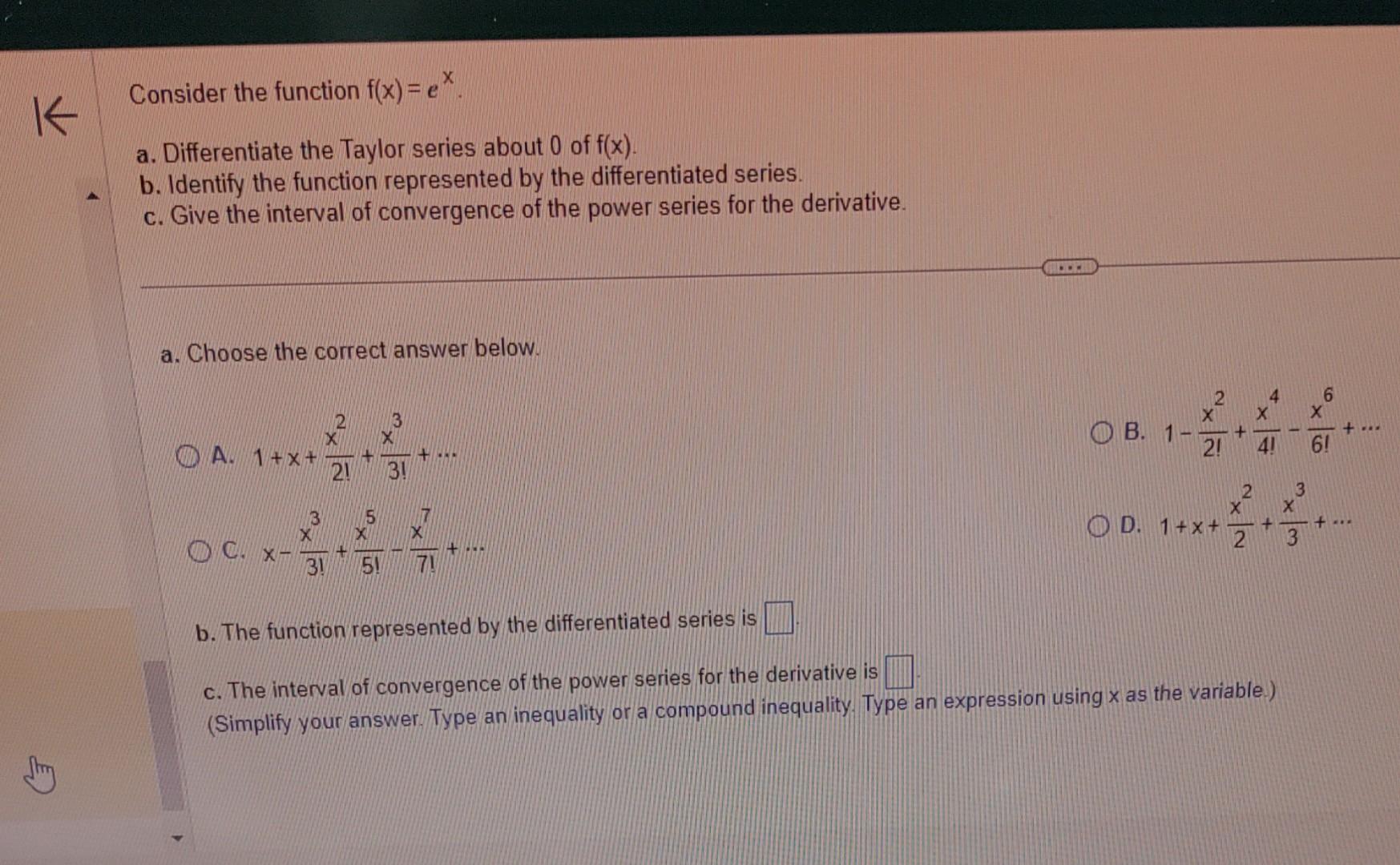 Solved Consider The Function Fxex A Differentiate The 7040