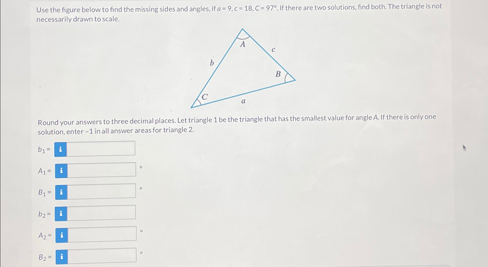 Solved Use the figure below to find the missing sides and | Chegg.com