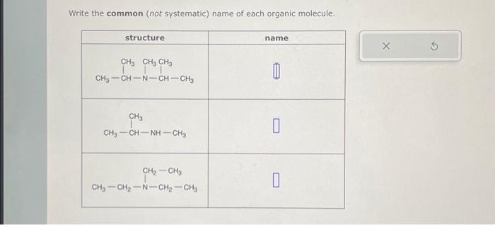 Solved Write the common (not systematic) name of each | Chegg.com