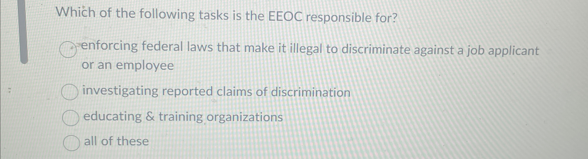 Solved Which of the following tasks is the EEOC responsible | Chegg.com