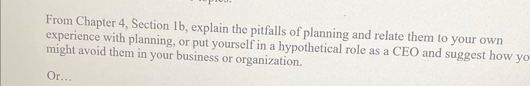 Solved From Chapter 4, ﻿Section 1b, ﻿explain the pitfalls of | Chegg.com
