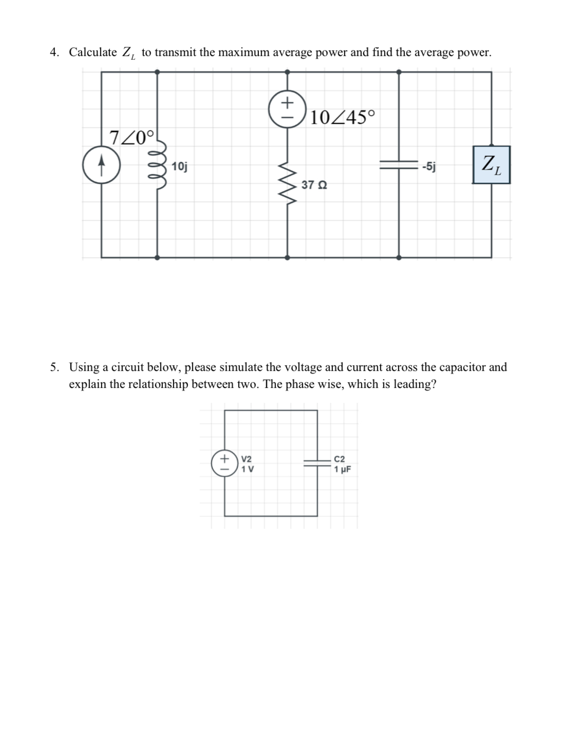 Solved Calculate ZL ﻿to transmit the maximum average power | Chegg.com