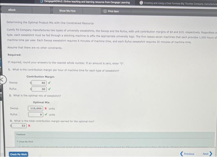 Solved Determining the Optimal Product Mix with One | Chegg.com