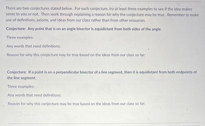Solved There are two conjectures stated below. For each | Chegg.com