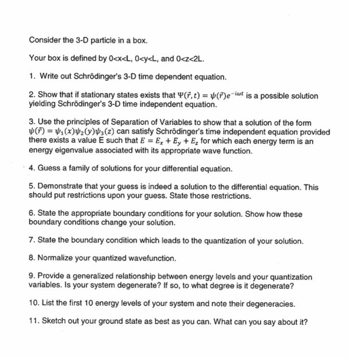 Solved Consider the 3-D particle in a box. Your box is | Chegg.com