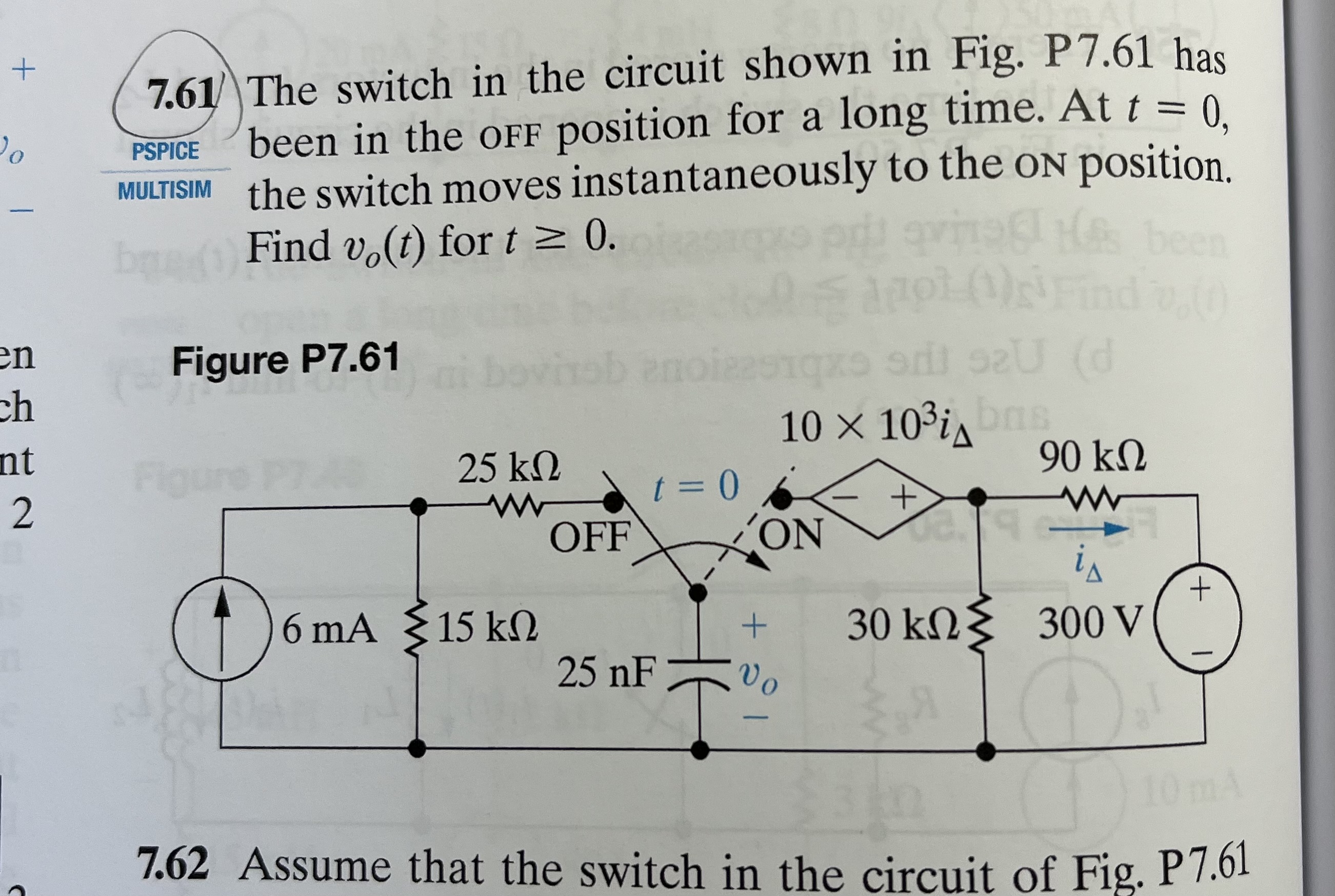 Solved 7.61 ﻿The switch in the circuit shown in Fig. P7.61 | Chegg.com