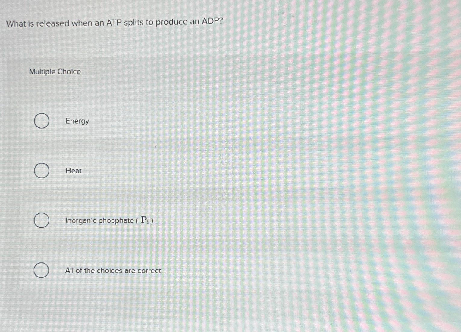 Solved What is released when an ATP splits to produce an | Chegg.com