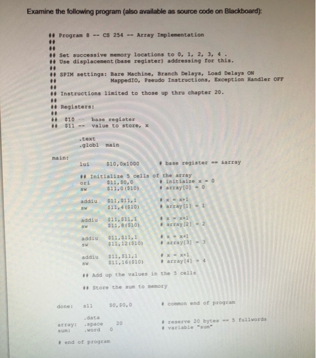 Solved Examine the following program (also available as | Chegg.com