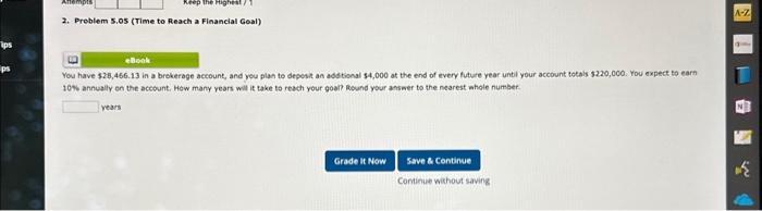 Solved 2. Problem 5.05 (Time to Reach a Financial Goal) You | Chegg.com