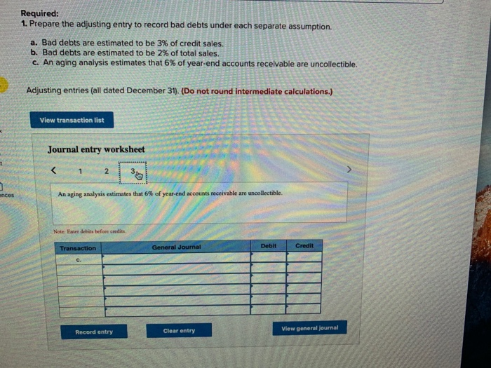 Solved prepare the adjusting entry to record bad debts under | Chegg.com
