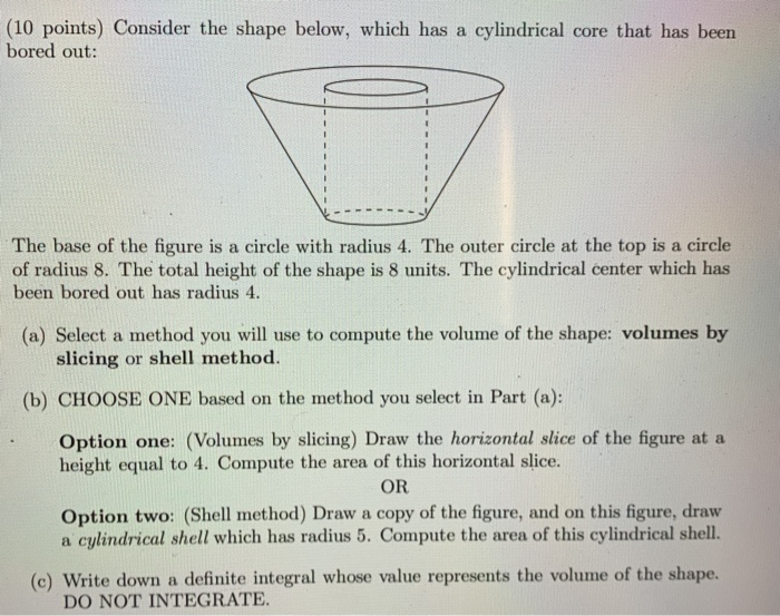 Solved (10 points) Consider the shape below, which has a | Chegg.com