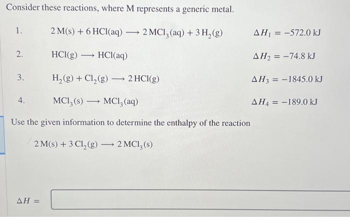 Solved Consider these reactions, where M represents a | Chegg.com
