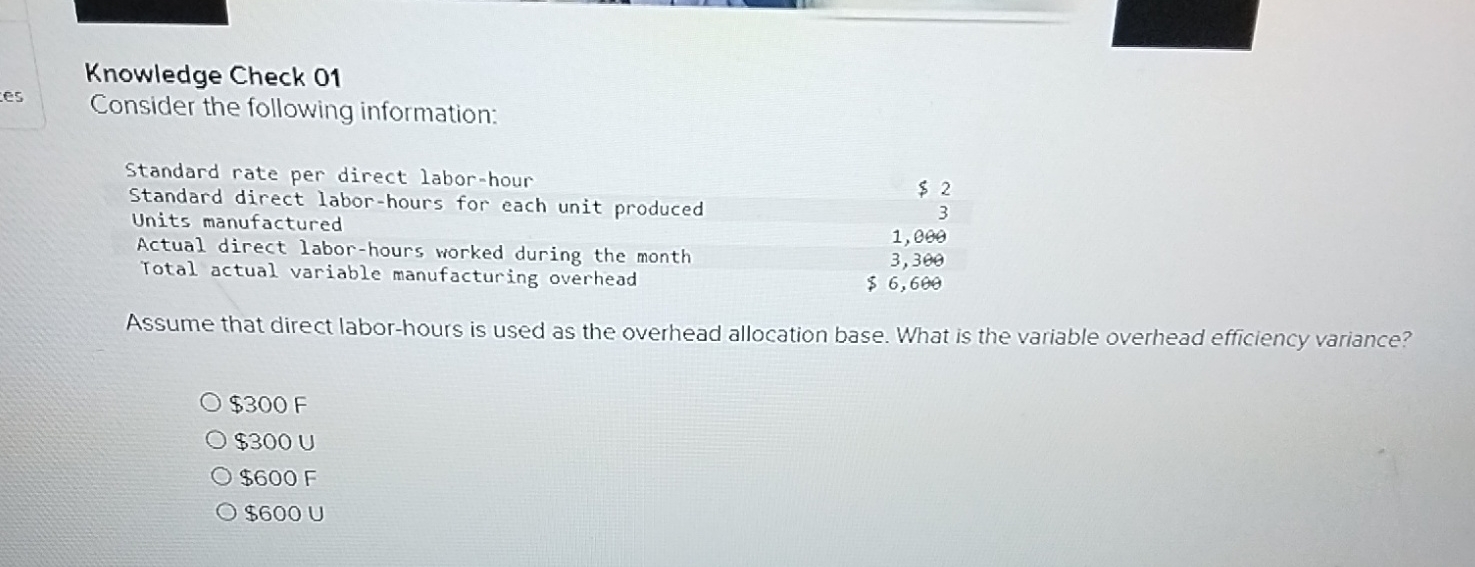 Solved Knowledge Check 01Consider the following | Chegg.com