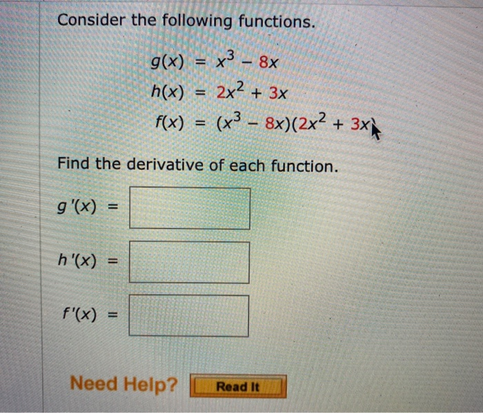 Solved Consider the following functions. g(x) = x3 – 8x h(x) | Chegg.com