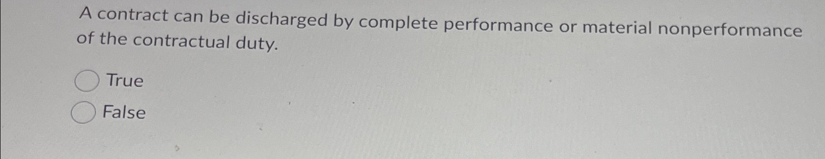 Solved A contract can be discharged by complete performance | Chegg.com