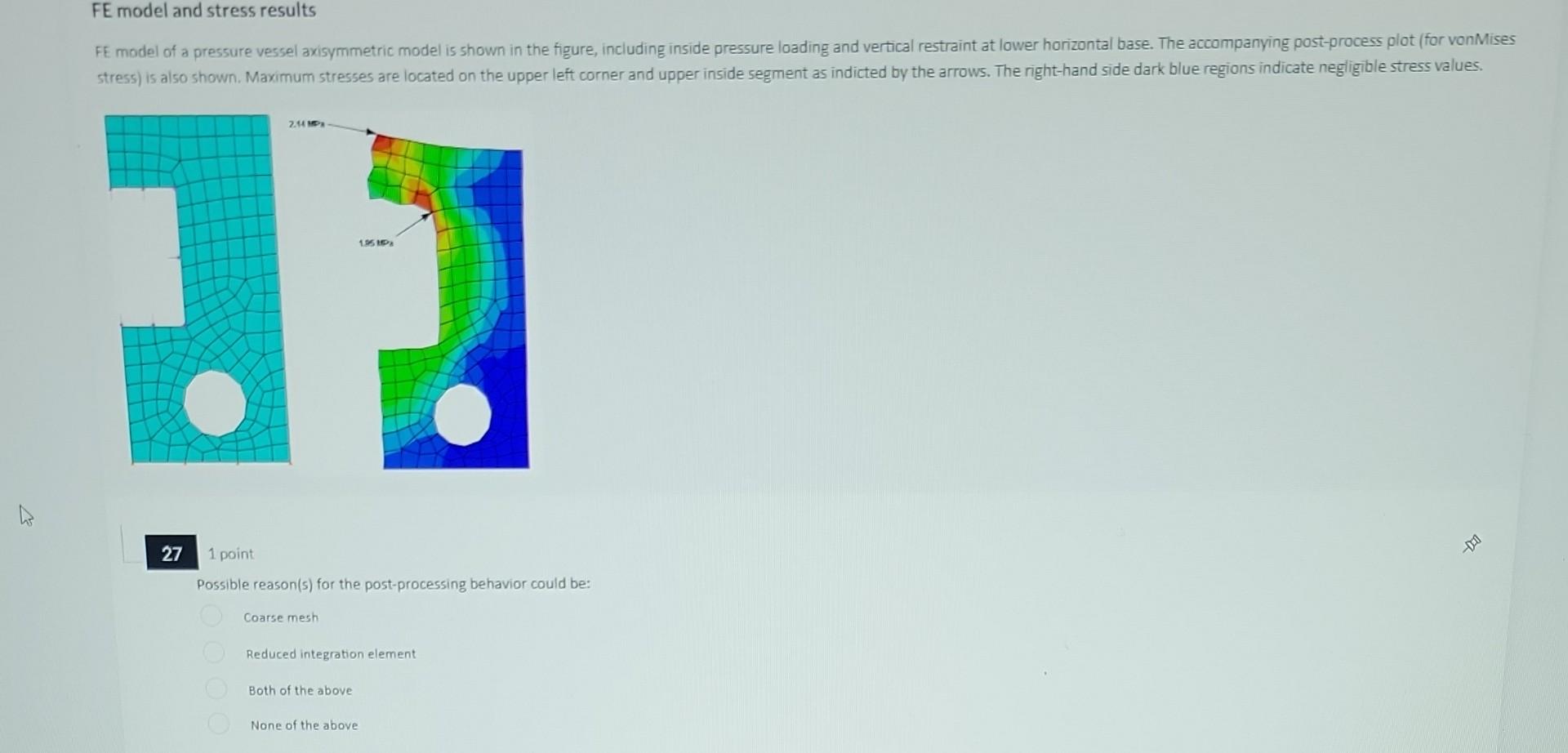 Solved FE model of a pressure vessel axisymmetric model is | Chegg.com
