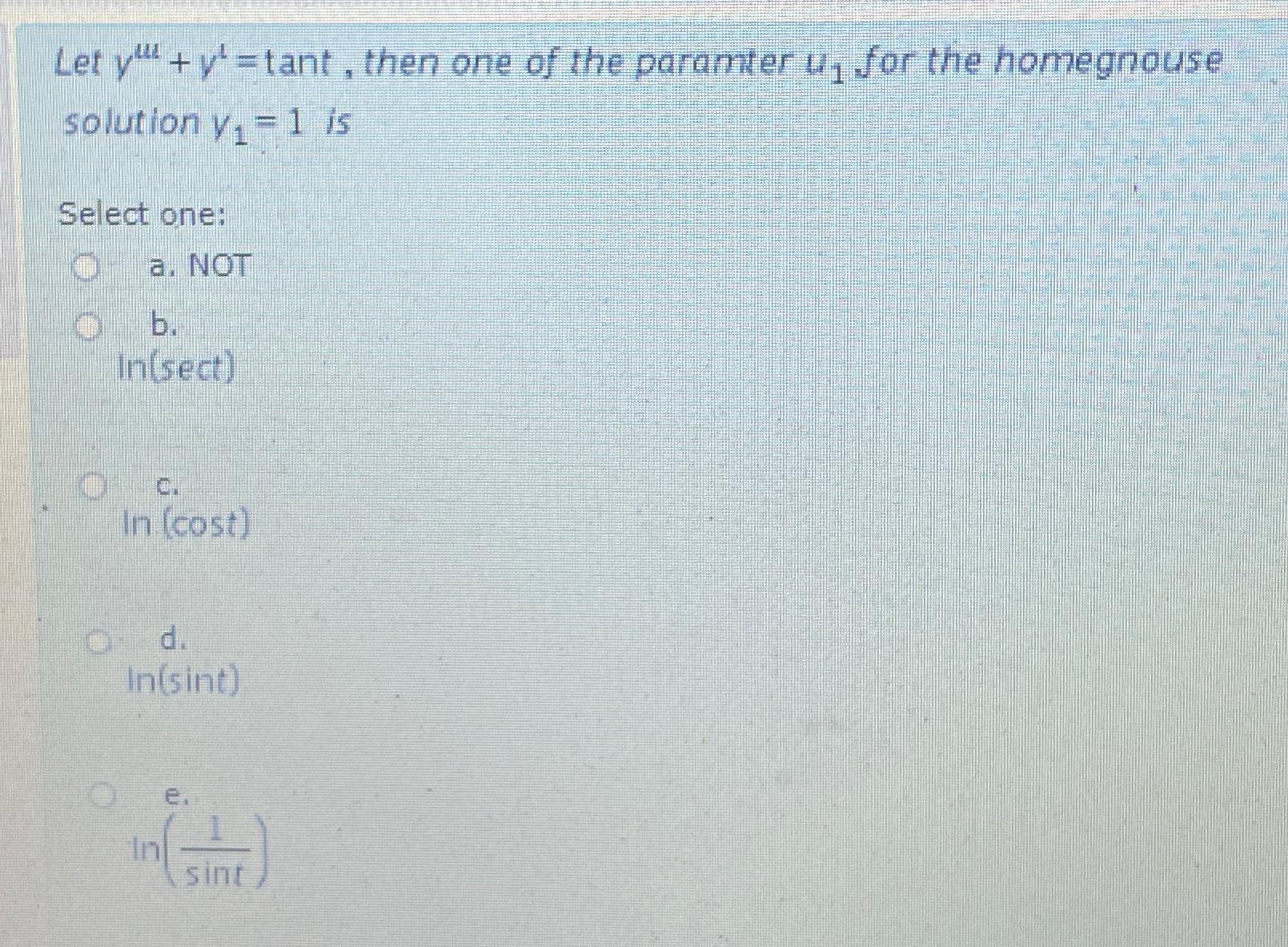 Solved Let yul+yt=tant, ﻿then one of the paramter u1 ﻿for | Chegg.com