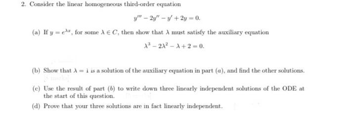 Solved Consider the linear homogeneous third-order equation | Chegg.com
