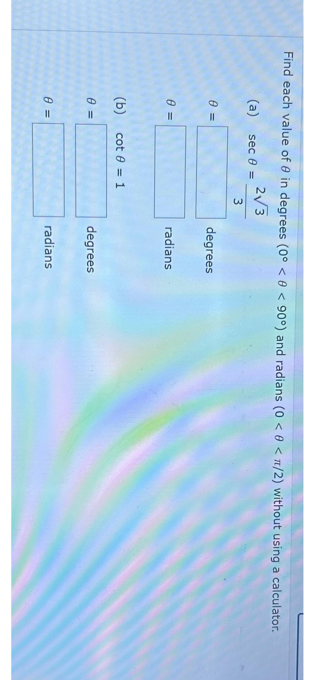 Solved Find each value of θ ﻿in degrees )