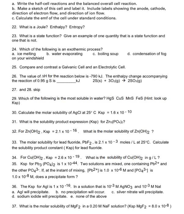 Solved : Chem 201 EXAM 3 REVIEW Fall 2021 NOTE: For some | Chegg.com