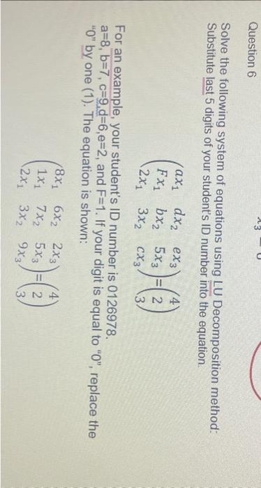 Solved Solve the following system of equations using LU | Chegg.com