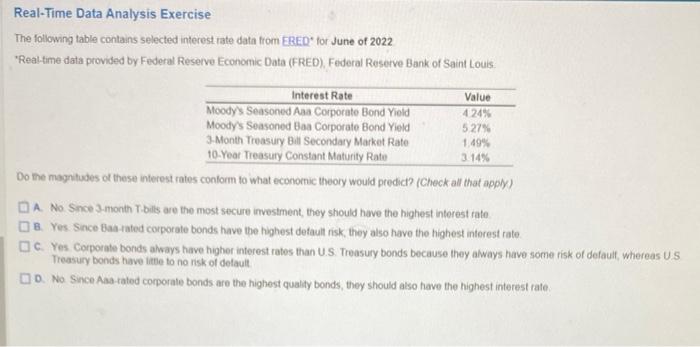 Solved Real-Time Data Analysis Exercise The following table | Chegg.com