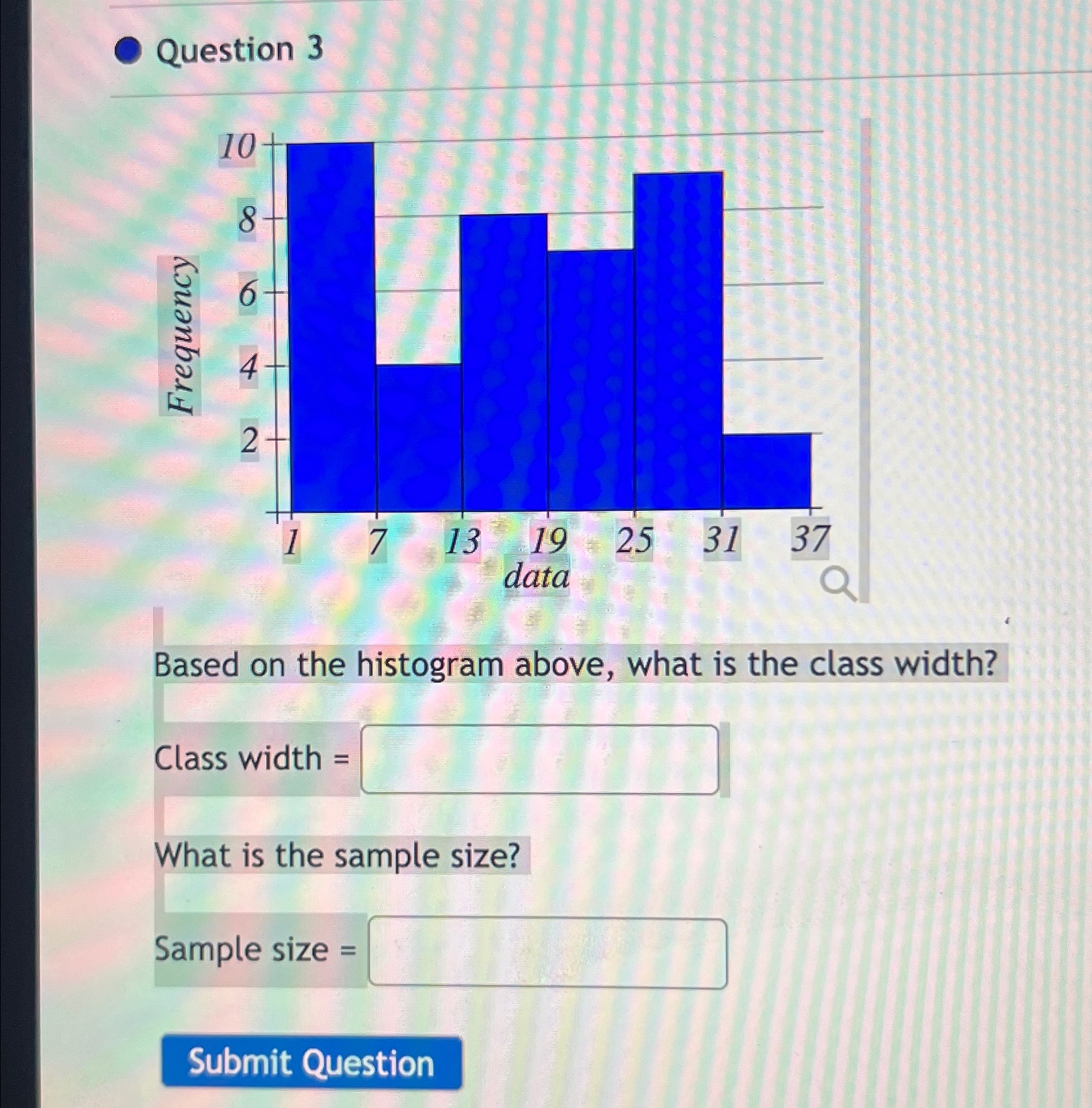 Solved Question 3dataBased on the histogram above, what is | Chegg.com