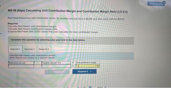Solved M5-19 (Algo) Calculating Unit Contribution Margin and | Chegg.com