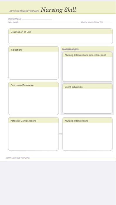 Solved ACTIVE LEARNING TEMPLATE Nursing Skill STUDENT NAME | Chegg.com