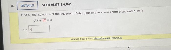 Solved Find all real solutions of the equation. (Enter your | Chegg.com