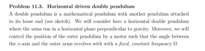 Solved Problem 11.3. Horizontal driven double pendulum A | Chegg.com