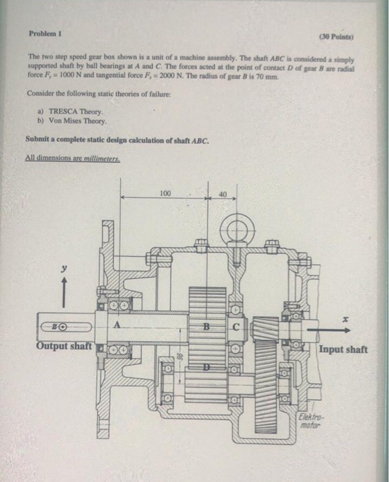 Solved Problem 1 (30 points) The two step speed gear box | Chegg.com