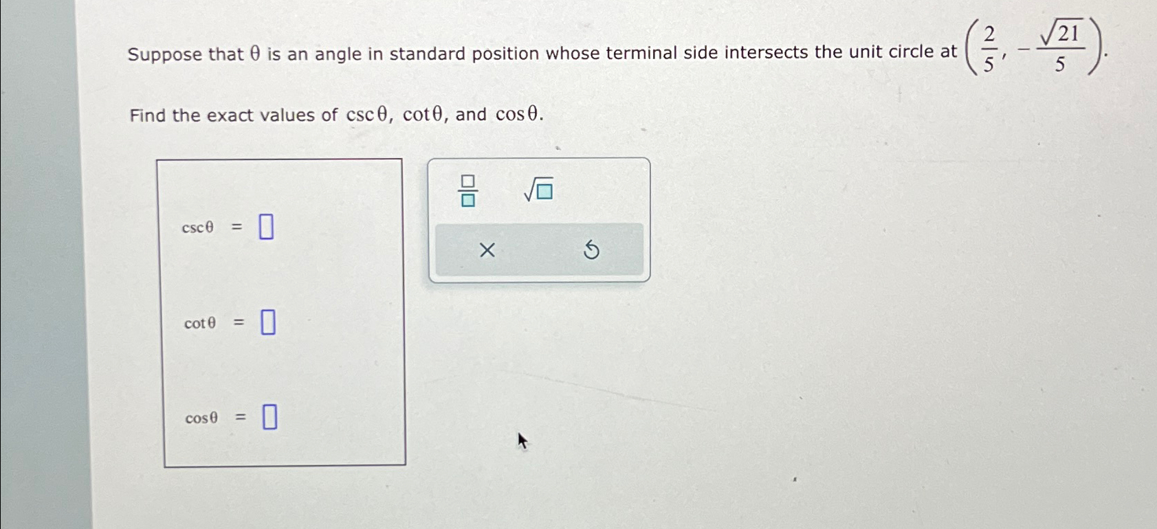 Suppose That θ ﻿is An Angle In Standard Position