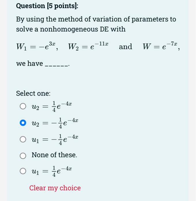 Solved Question [5 points]: By using the method of variation | Chegg.com