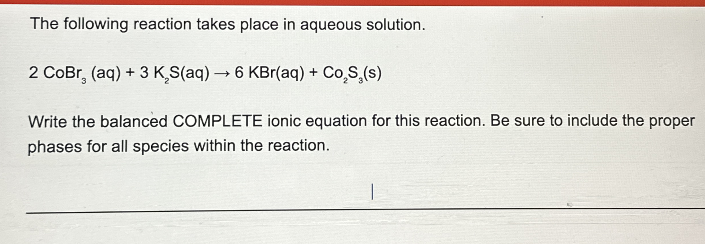 Solved The following reaction takes place in aqueous | Chegg.com