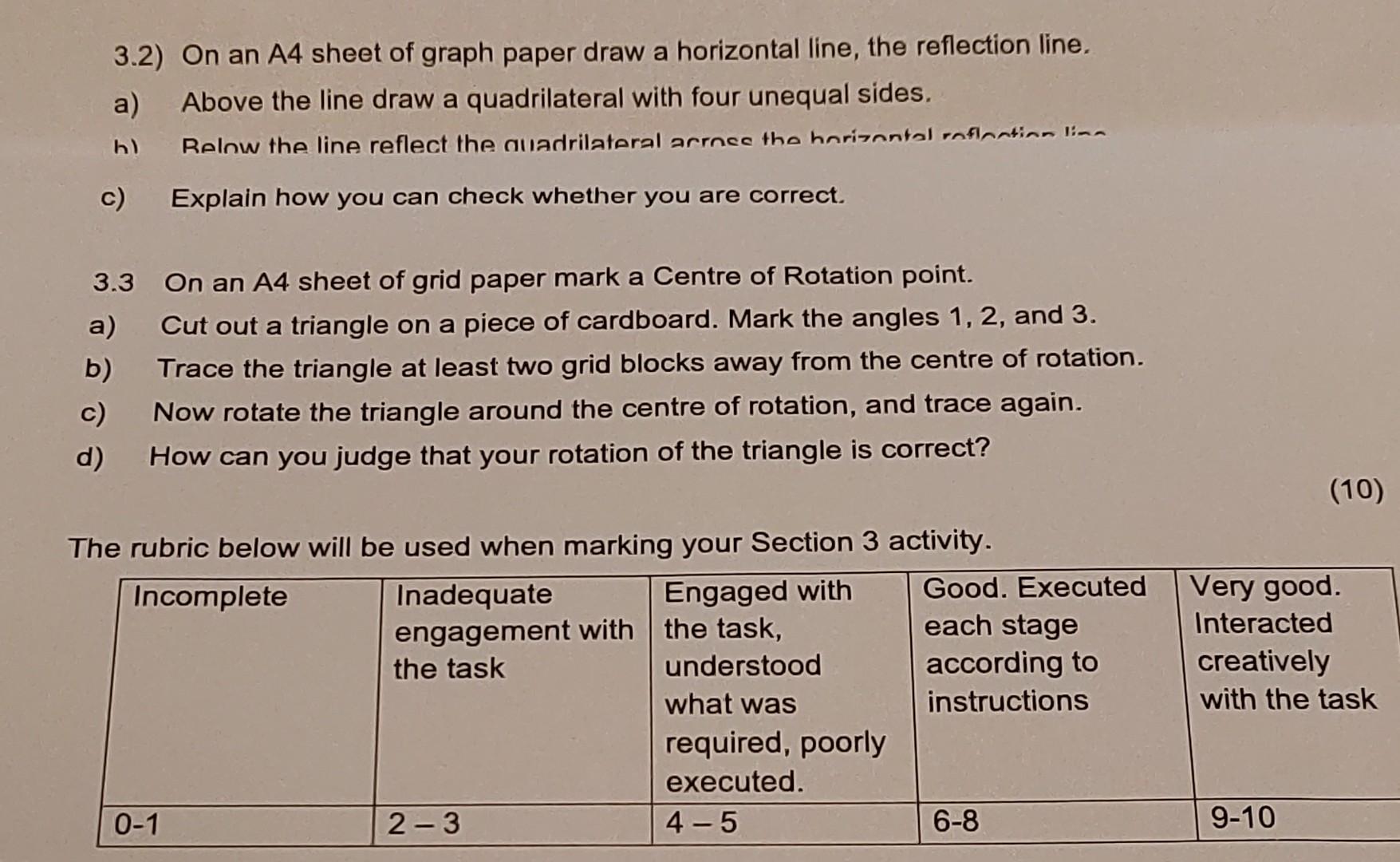 3.2) On an A4 sheet of graph paper draw a horizontal | Chegg.com