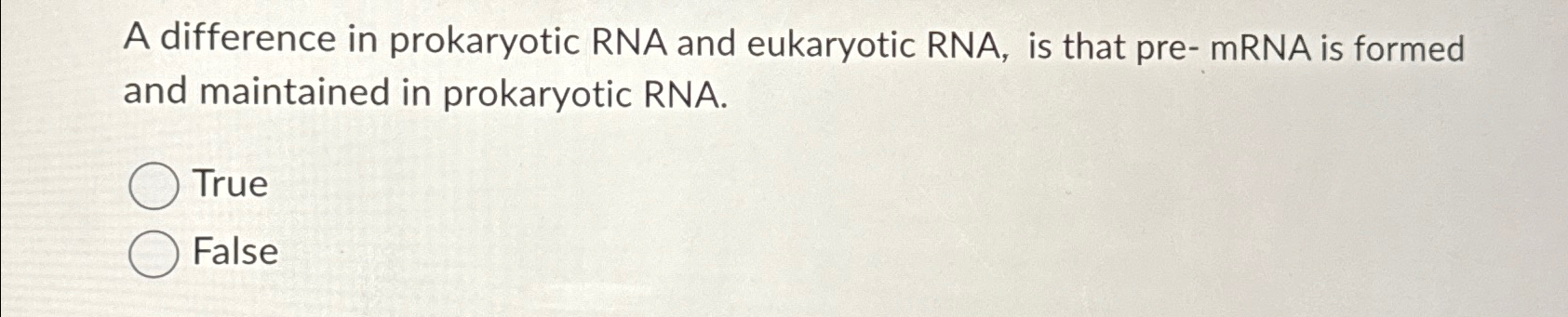 Solved A difference in prokaryotic RNA and eukaryotic RNA, | Chegg.com