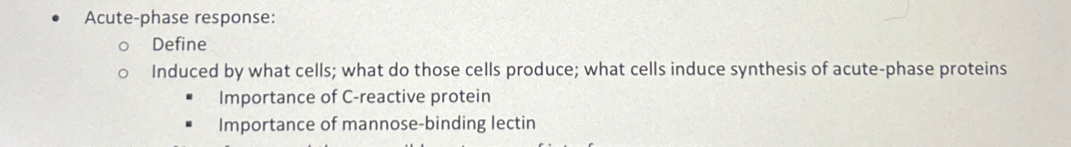 Solved Acute-phase response:DefineInduced by what cells; | Chegg.com